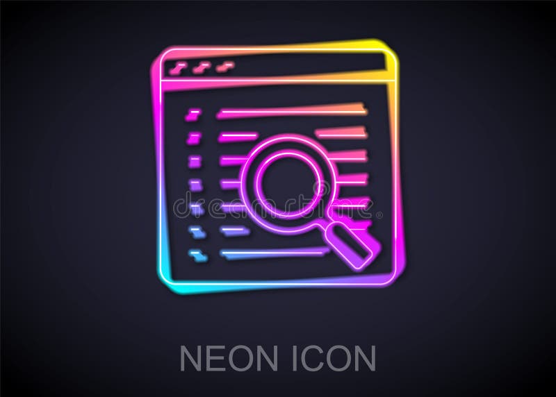 Glowing Neon Line Search Engine Icon Isolated on Black Background ...
