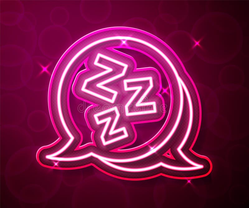 Glowing Neon Line Sleepy Icon Isolated on Red Background. Sleepy Zzz ...