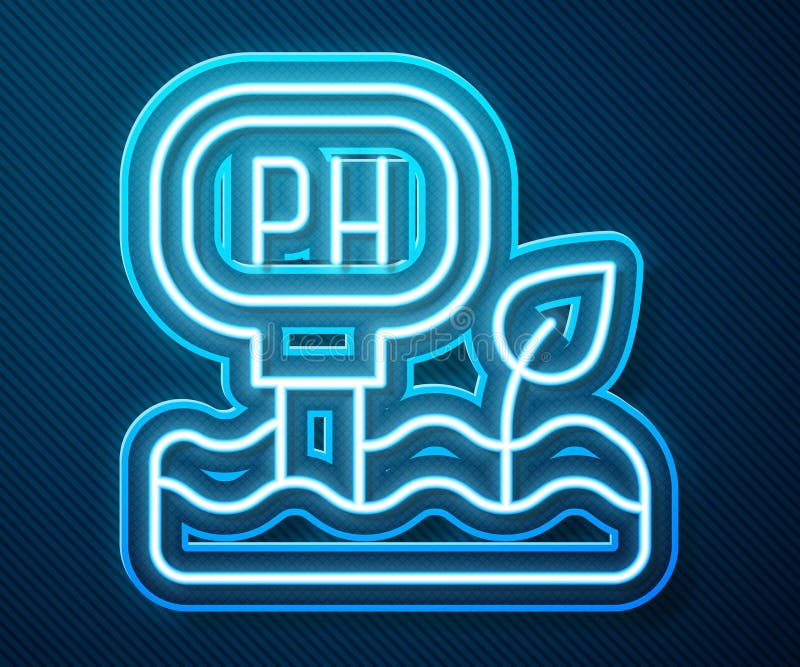 Glowing Neon Line Soil Ph Testing Icon Isolated on Blue Background. PH ...