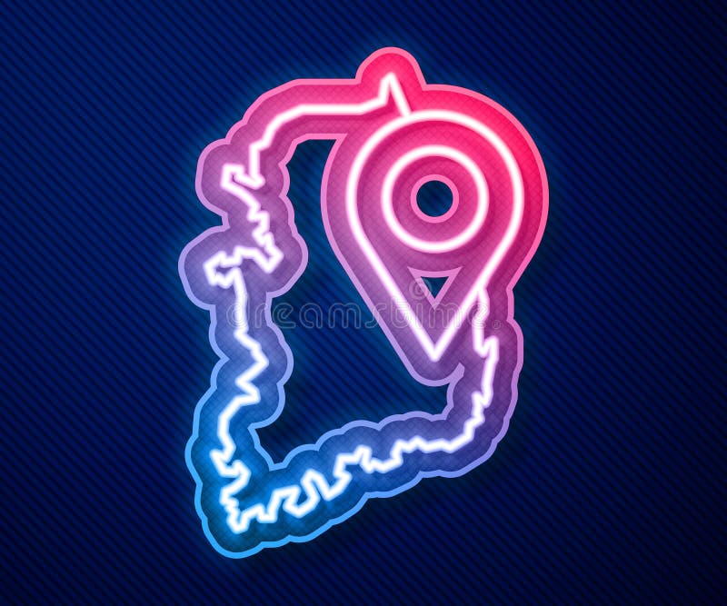 Glowing Neon Line South Korea Map Icon Isolated on Blue Background ...