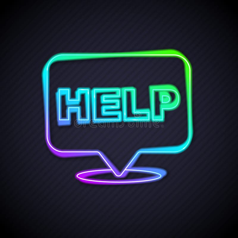 Neon Help Sign. Help Handwritten Lettering. Vector Red Isolated Text ...