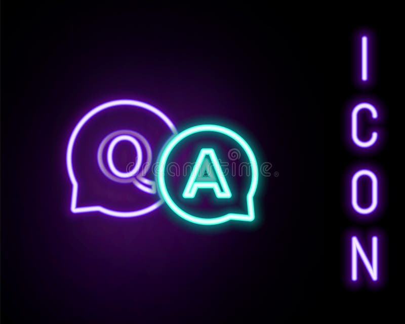 Glowing Neon Line Speech Bubbles with Question and Answer Icon Isolated ...
