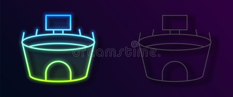 Glowing Neon Line Stadium Icon Isolated on Black Background. Arena ...