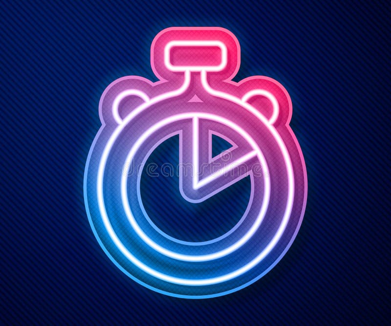 Glowing Neon Line Stopwatch Icon Isolated on Blue Background. Time ...