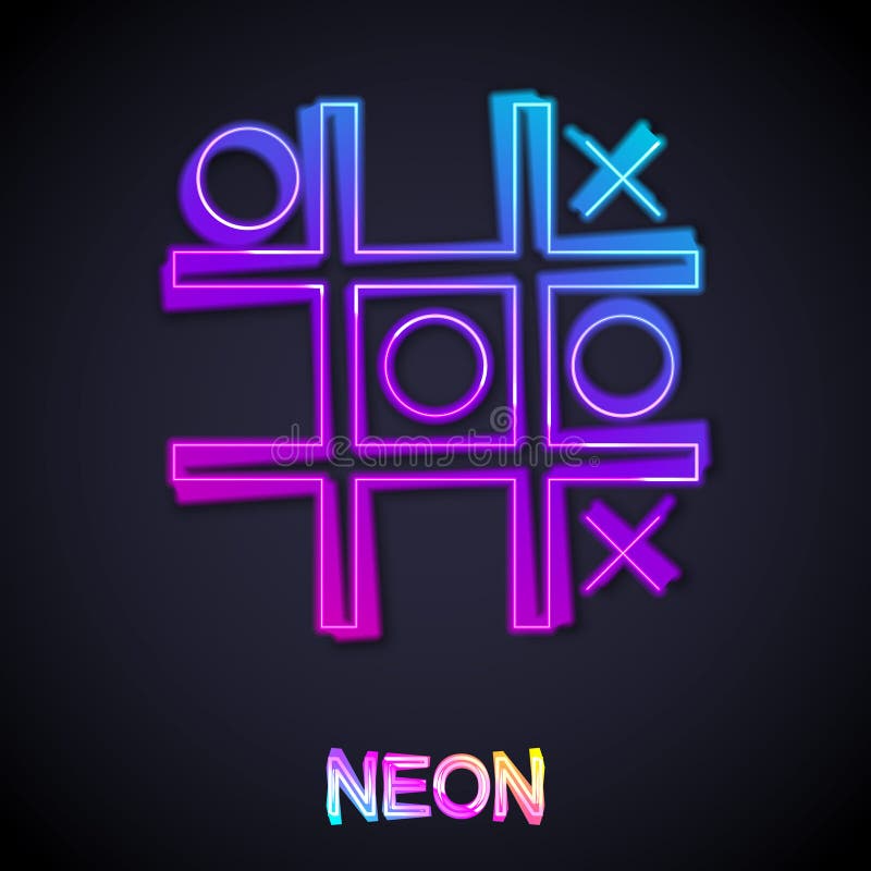 Glowing Neon Line Tic Tac Toe Game Icon Isolated on Black Background ...