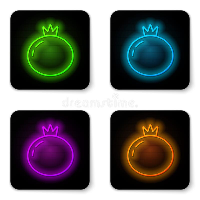 Glowing Neon Line Tomato Icon Isolated on White Background. Black ...