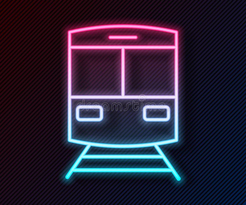 Glowing Neon Line Train and Railway Icon Isolated on Black Background ... Glowing Neon Line Train and Railway Icon Isolated on Black Background ...