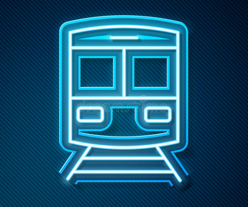 Glowing Neon Line Train and Railway Icon Isolated on Blue Background ... Glowing Neon Line Train and Railway Icon Isolated on Blue Background ...