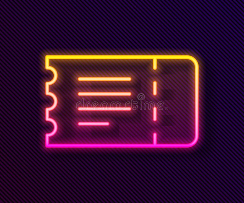Glowing Neon Line Train Ticket Icon Isolated on Black Background ...