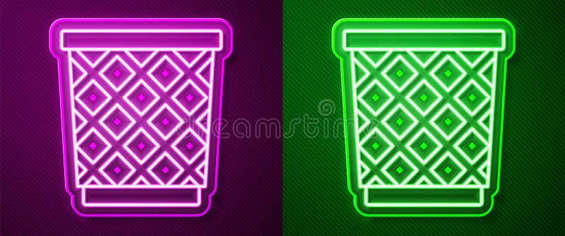 Glowing Neon Line Trash Can Icon Isolated on Purple and Green ... Glowing Neon Line Trash Can Icon Isolated on Purple and Green ...