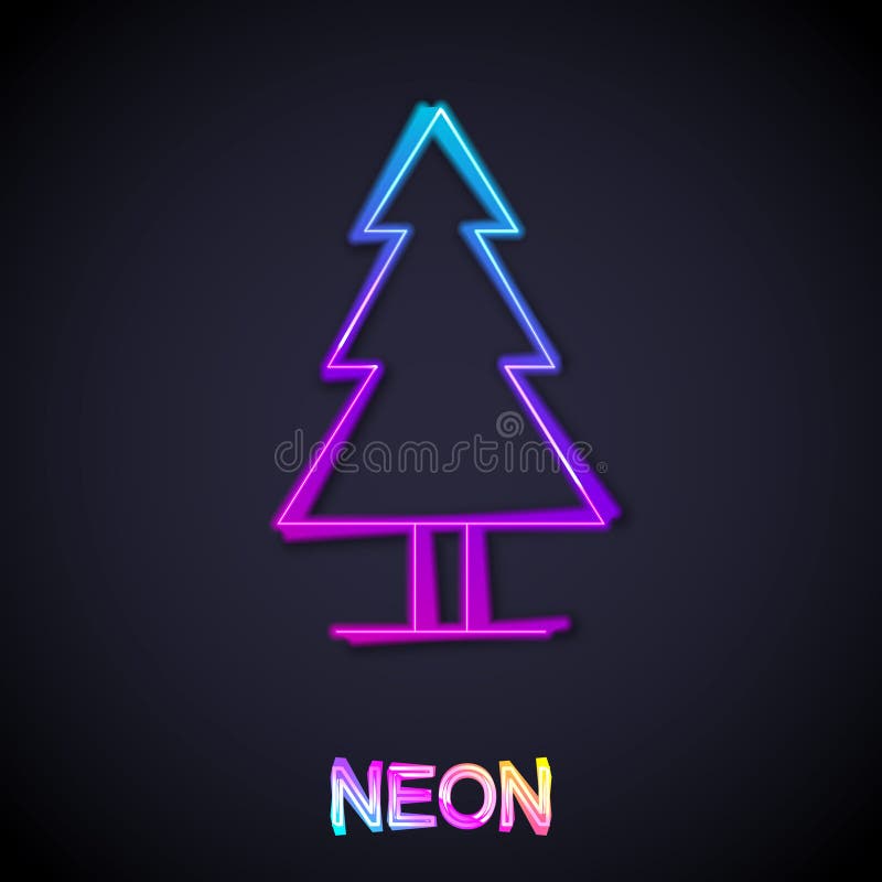 Glowing Neon Line Tree Icon Isolated on Black Background. Forest Symbol ...