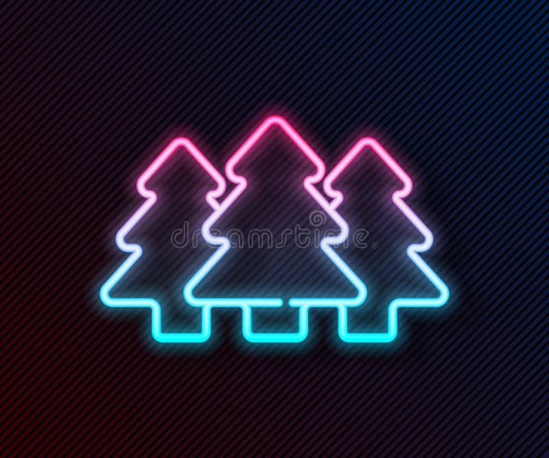 Glowing Neon Line Trees Icon Isolated on Black Background. Forest ...