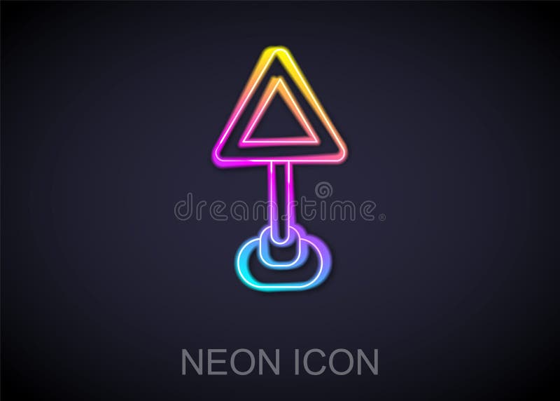 Glowing Neon Line Triangle Warning Blank Icon Isolated on Black ...