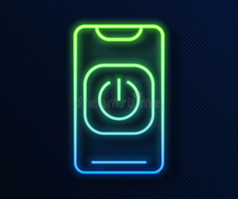 Glowing Neon Line Turn Off Robot from Phone Icon Isolated on Blue ... Glowing Neon Line Turn Off Robot from Phone Icon Isolated on Blue ...