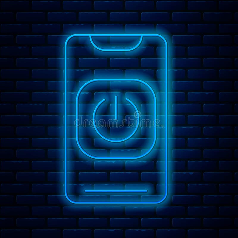 Glowing Neon Line Turn Off Robot from Phone Icon Isolated on Brick Wall ... Glowing Neon Line Turn Off Robot from Phone Icon Isolated on Brick Wall ...