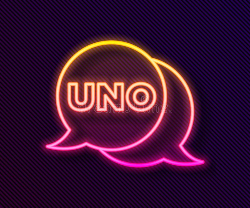 Glowing Neon Line Uno Card Game Icon Isolated on Black Background ...