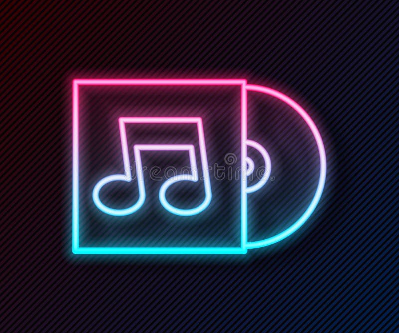 Glowing Neon Line Vinyl Disk Icon Isolated on Black Background. Vector ...