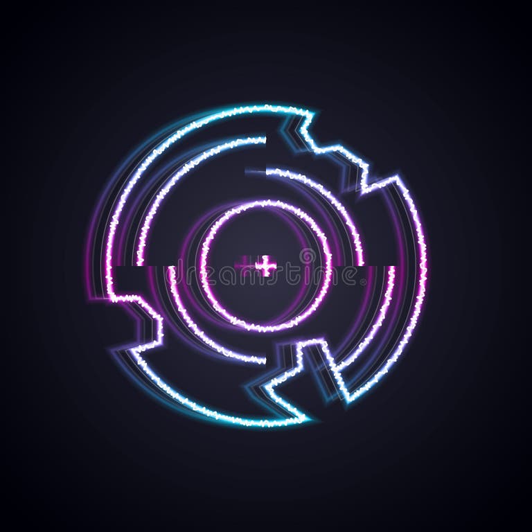 Glowing Neon Line Vinyl Disk Icon Isolated on Black Background. Vector ...