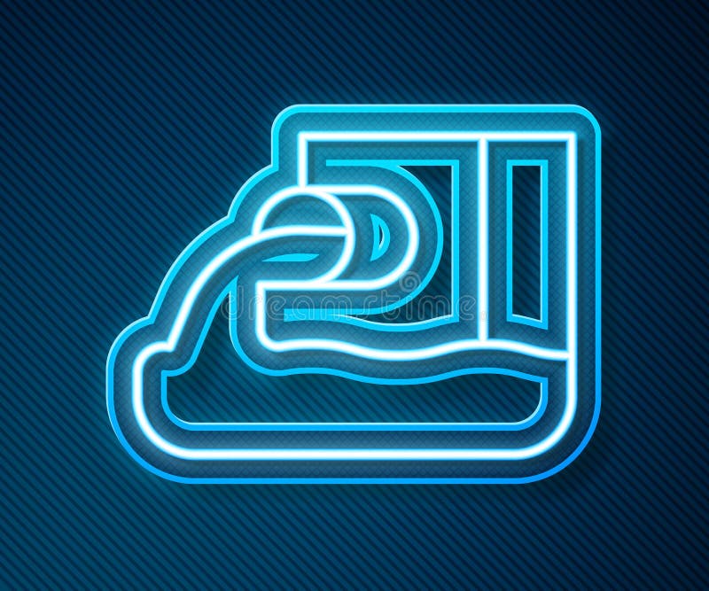 Glowing Neon Line Wastewater Icon Isolated on Blue Background. Sewer ...