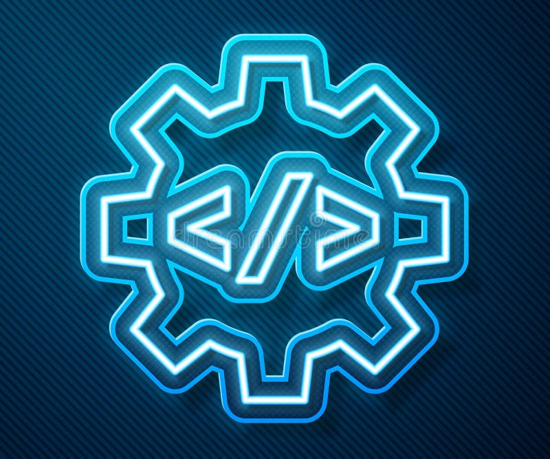 Glowing Neon Line Web Design and Front End Development Icon Isolated on ...