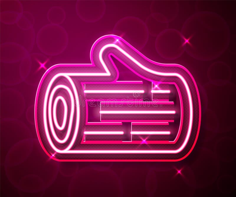 Glowing Neon Line Wooden Log Icon Isolated on Red Background. Stack of ...