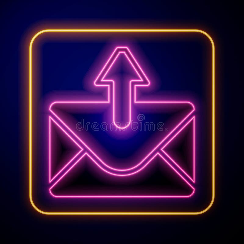 Glowing Neon Mail and E-mail Icon Isolated on Black Background ...