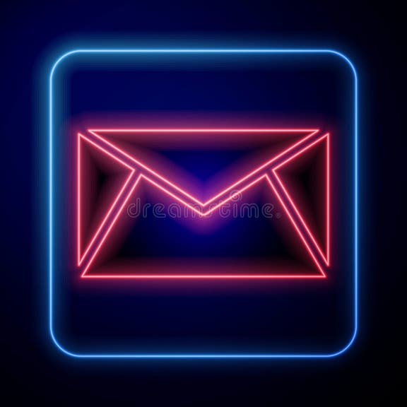 Glowing Neon Mail and E-mail Icon Isolated on Black Background ...