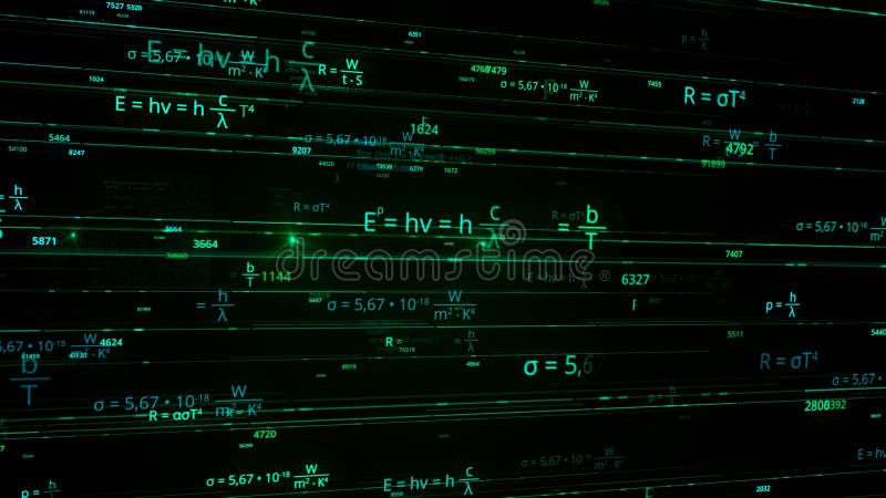 Glowing Neon Mathematics Formulas Flying Chaotically on Black ...
