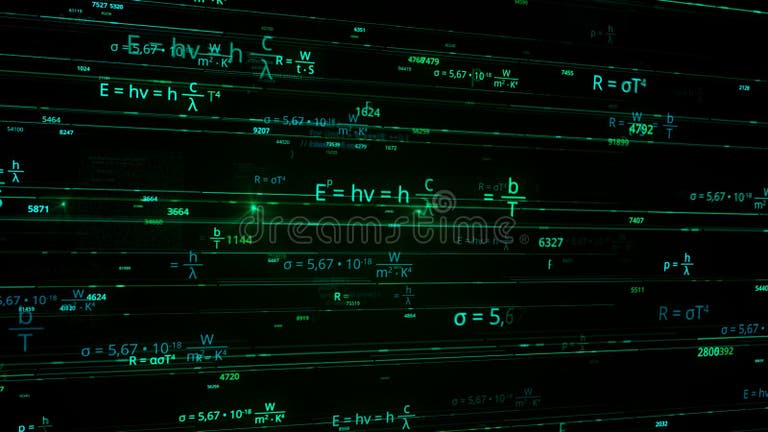 Glowing Neon Mathematics Formulas Flying Chaotically on Black ...