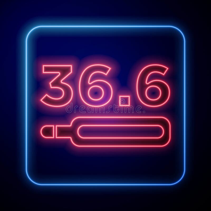 Glowing Neon Medical Thermometer Showing Normal Temperature Icon ...