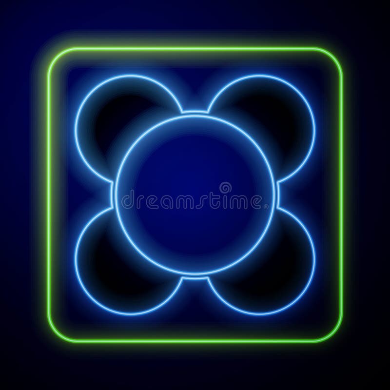 Glowing Neon Molecule Icon Isolated on Blue Background. Structure of ...