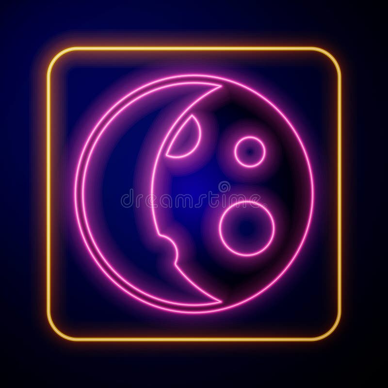 Glowing Neon Moon Phases Icon Isolated on Black Background. Vector ...