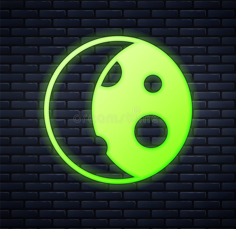 Glowing Neon Moon Phases Icon Isolated on Brick Wall Background. Vector ...