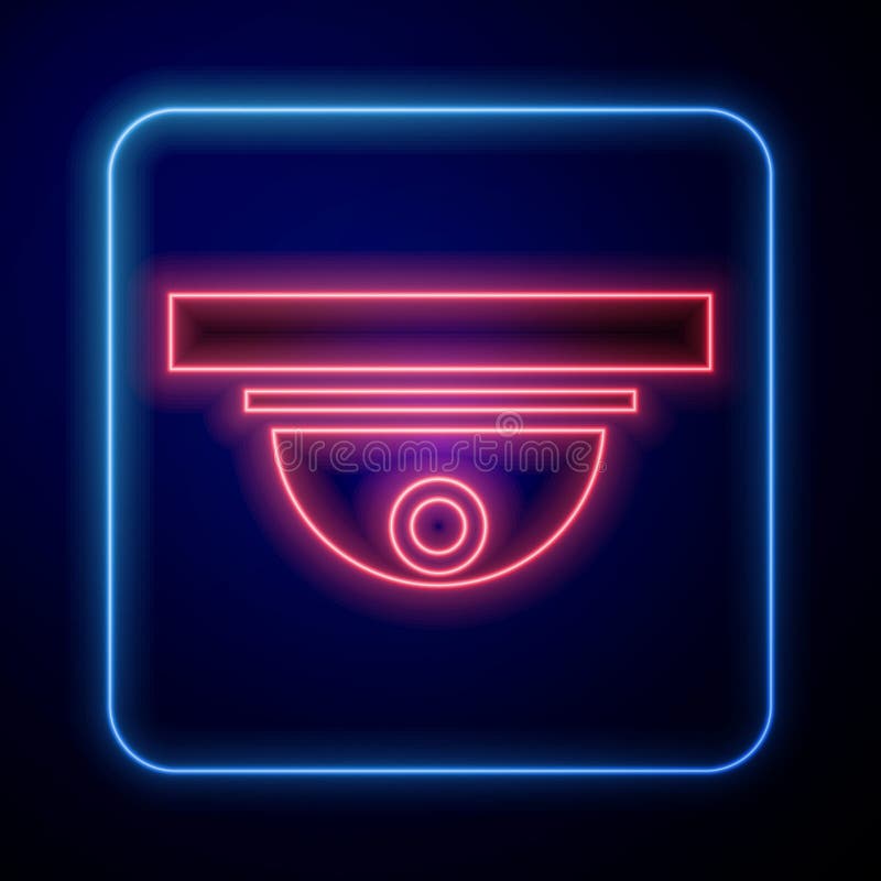 Glowing Neon Motion Sensor Icon Isolated on Blue Background. Vector ...