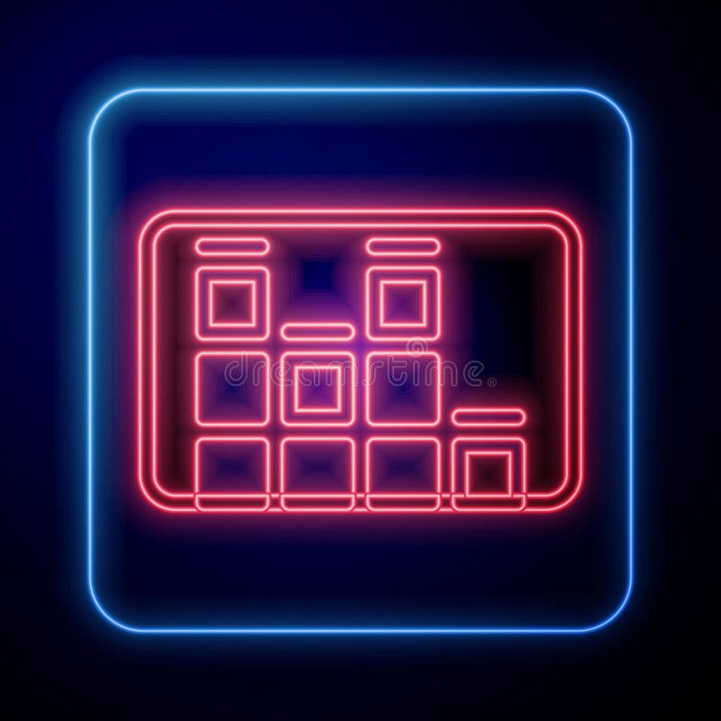 Glowing Neon Music Equalizer Icon Isolated on Black Background. Sound ...
