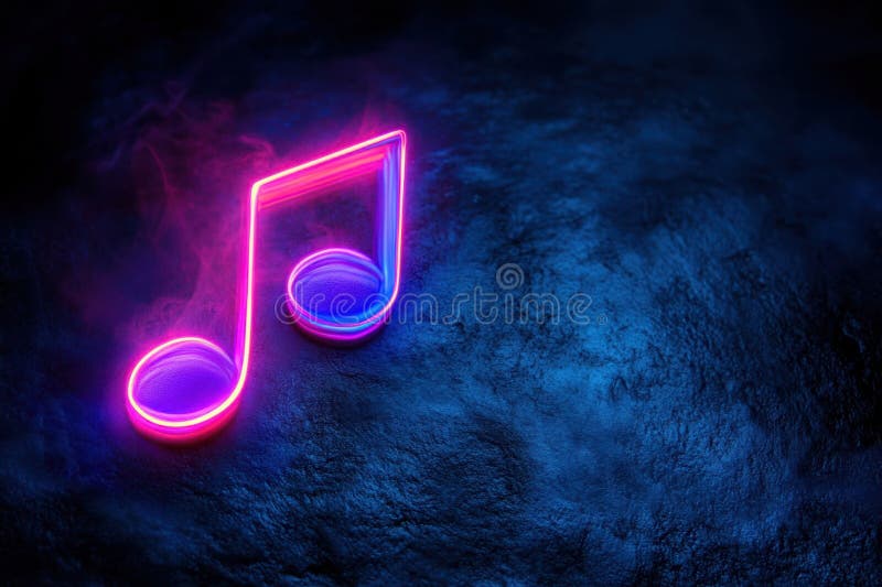 Glowing Neon Music Note Dark Textured Background Stock Photos - Free ...