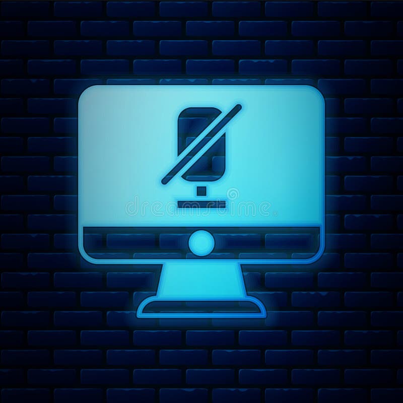 Neon Mute Signs Vector Isolated on Brick Wall. Silent, Sount Light ...