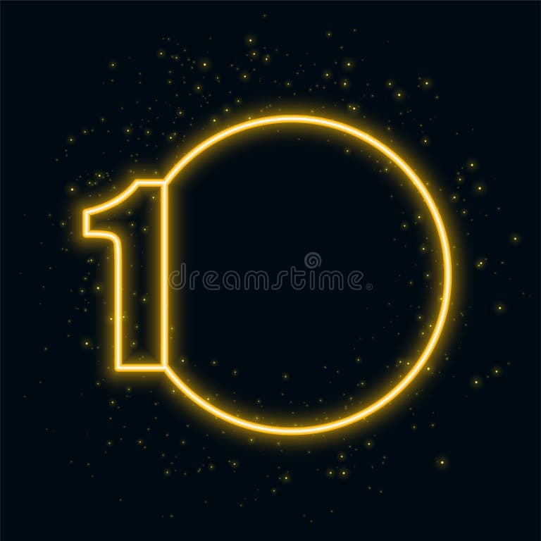 Glowing Neon Number One Sign with Empty Frame Design Stock Vector ...