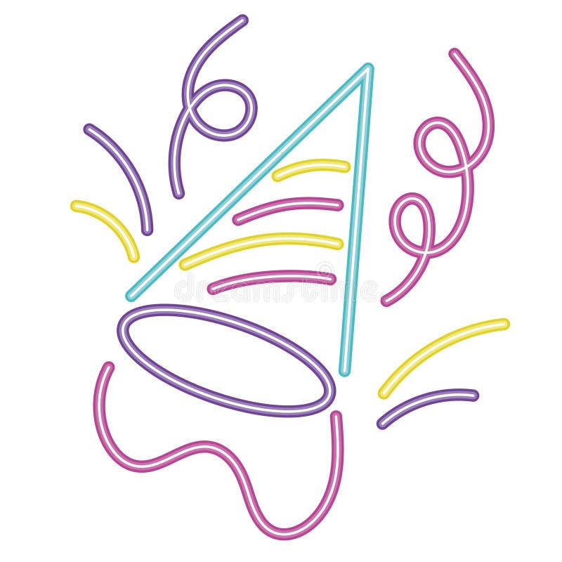 Glowing Neon Party Hat Birthday Stock Vector - Illustration of event ...