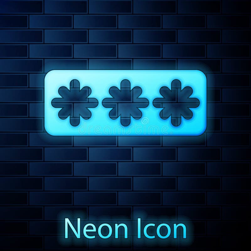 Glowing Neon Password Protection and Safety Access Icon Isolated on ...