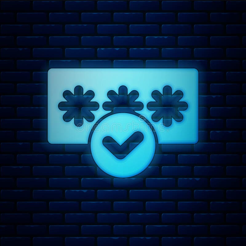 Glowing Neon Password Protection and Safety Access Icon Isolated on ...