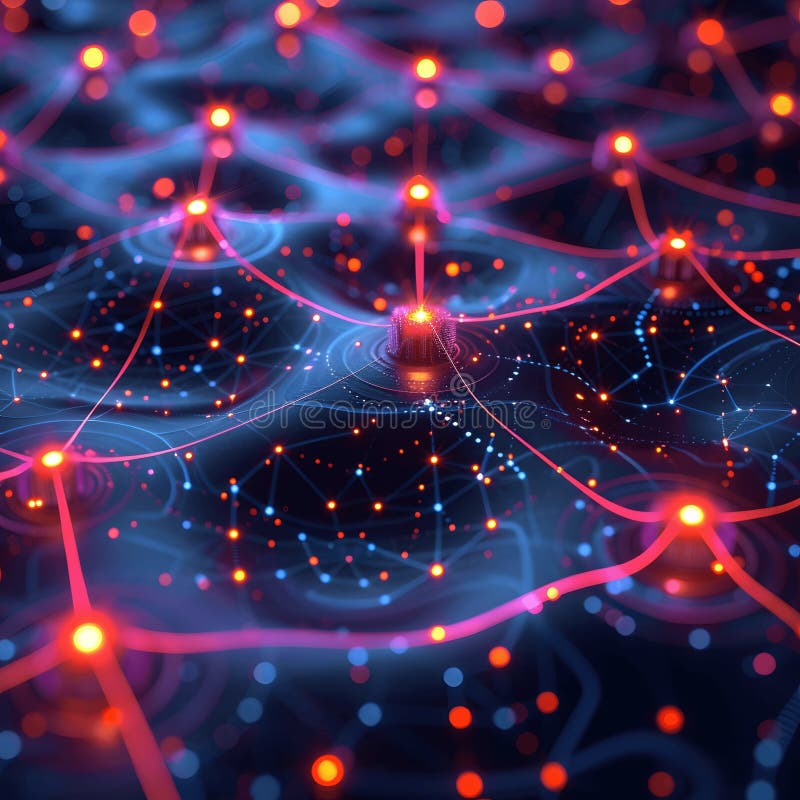 The Glowing Neon Pathways and Nodes on this Digital Network Background ... The Glowing Neon Pathways and Nodes on this Digital Network Background ...