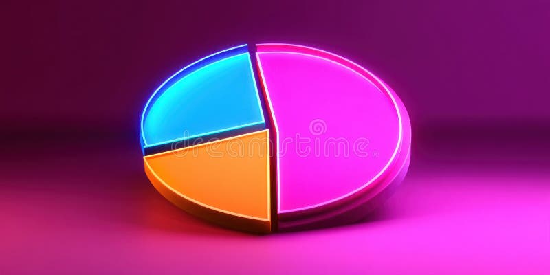 Glowing Neon Pie Chart in Holographic Style Stock Illustration ...
