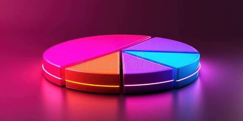 Glowing Neon Pie Chart in Holographic Style Stock Illustration ...