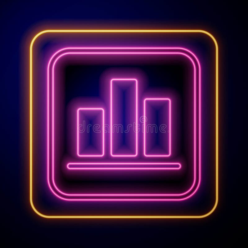 Glowing Neon Pie Chart Infographic Icon Isolated on Black Background ...