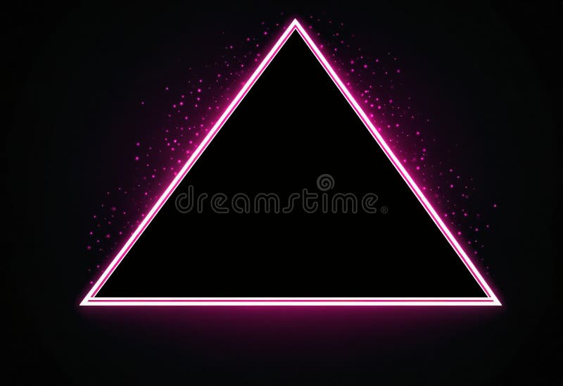 Glowing Neon Pink Triangle Frame with Sparkling Particles on a Dark ...