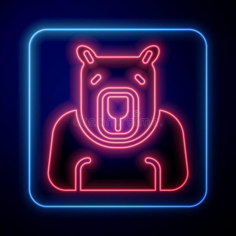 Glowing Neon Polar Bear Head Icon Isolated on Black Background. Vector ...
