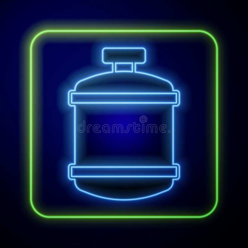 Glowing Neon Propane Gas Tank Icon Isolated on Blue Background ...