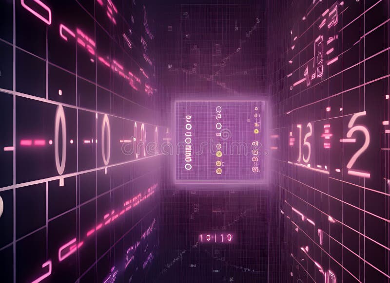 Glowing Neon Purple Cyberspace Network Visualization Concept with Data ...