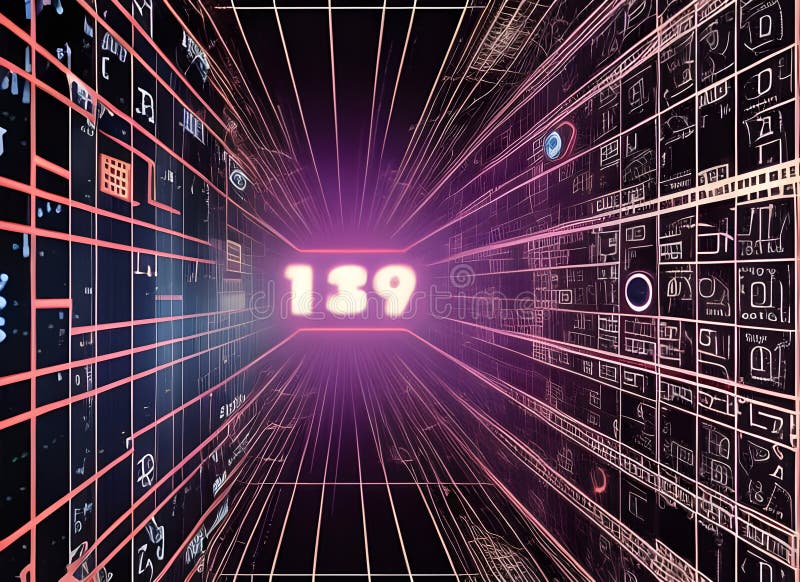 Glowing Neon Purple Cyberspace Network Visualization Concept with Data ...